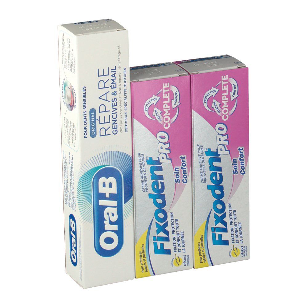 Fixodent Pro Complete Original Adhesive Paste Duo + FREE Oral B ...