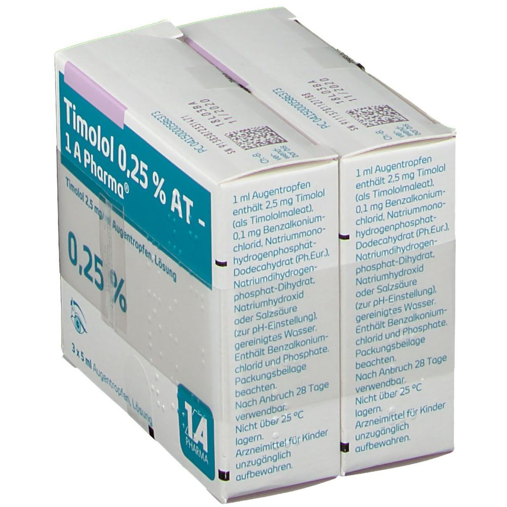 Timolol 0,25% AT - 1 A Pharma® 6x5 ml - shop-apotheke.com