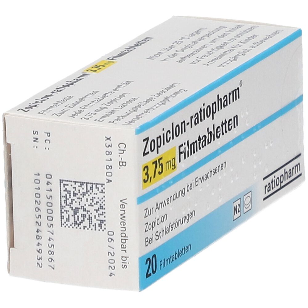 Zopiclon-ratiopharm® 3,75 mg 20 St - shop-apotheke.com