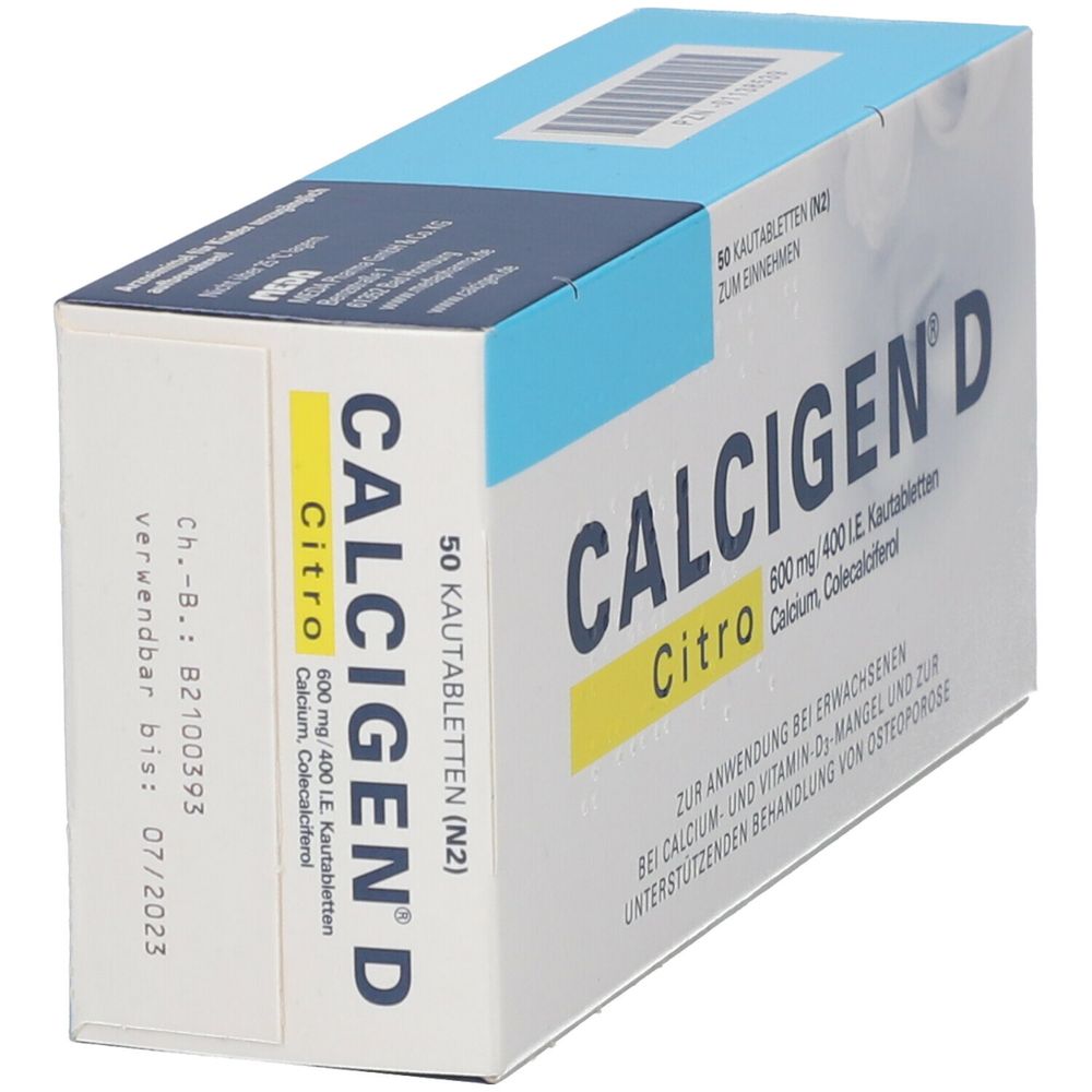 Calcigen® D Citro 600 mg / 400 I.E. 50 St - shop-apotheke.com