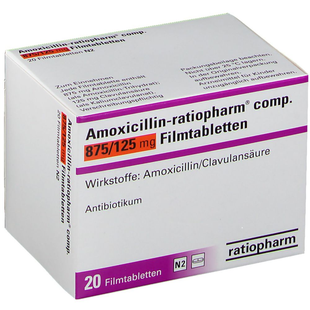 Amoxicillin-ratiopharm comp. 875/125 mg 20 St - shop-apotheke.com