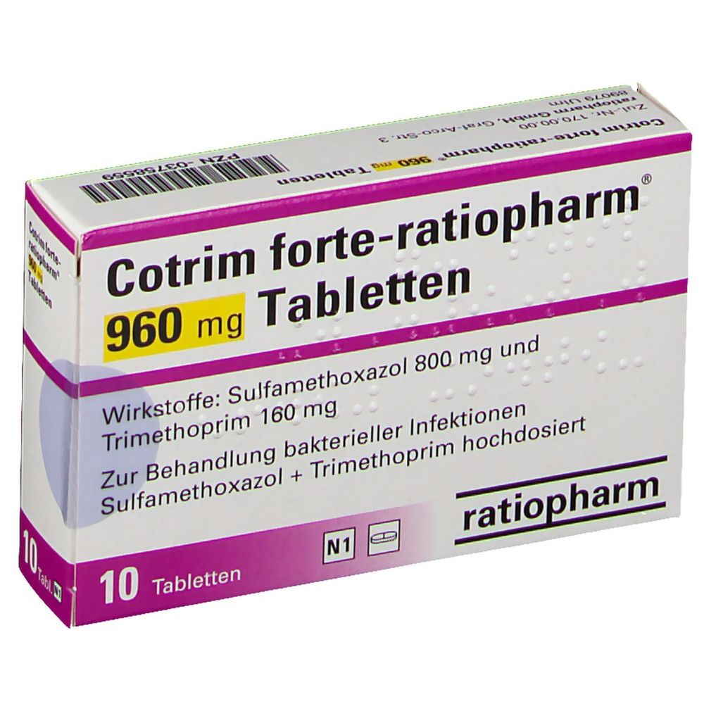 Cotrim forte-ratiopharm® 960 mg 10 St - shop-apotheke.com