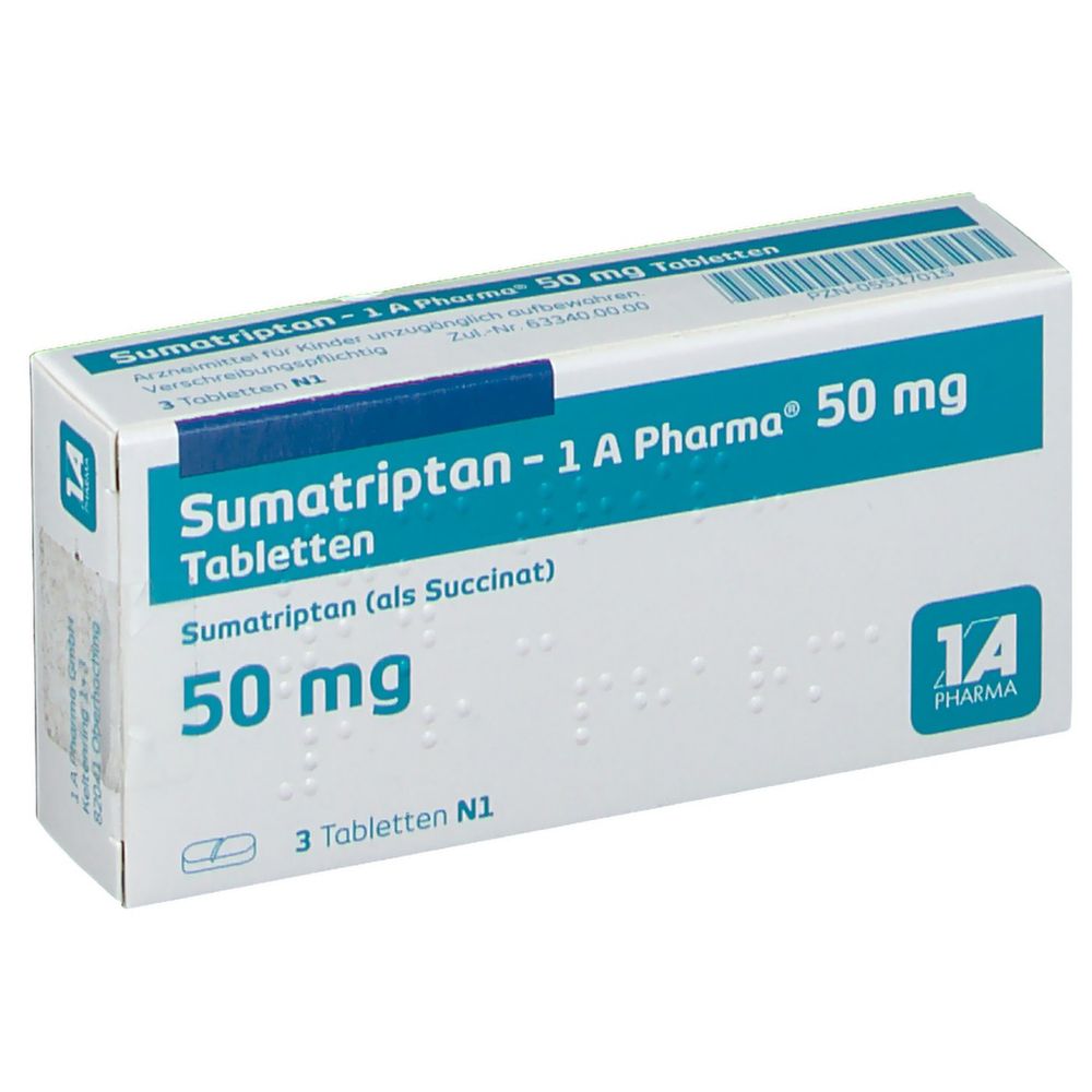Sumatriptan - 1 A Pharma® 50 mg 3 St - shop-apotheke.com