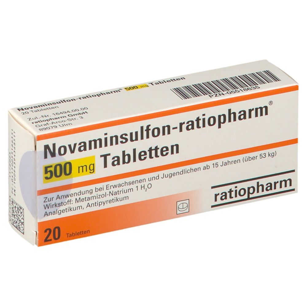 Novaminsulfon-ratiopharm® 500 mg 20 St - shop-apotheke.com