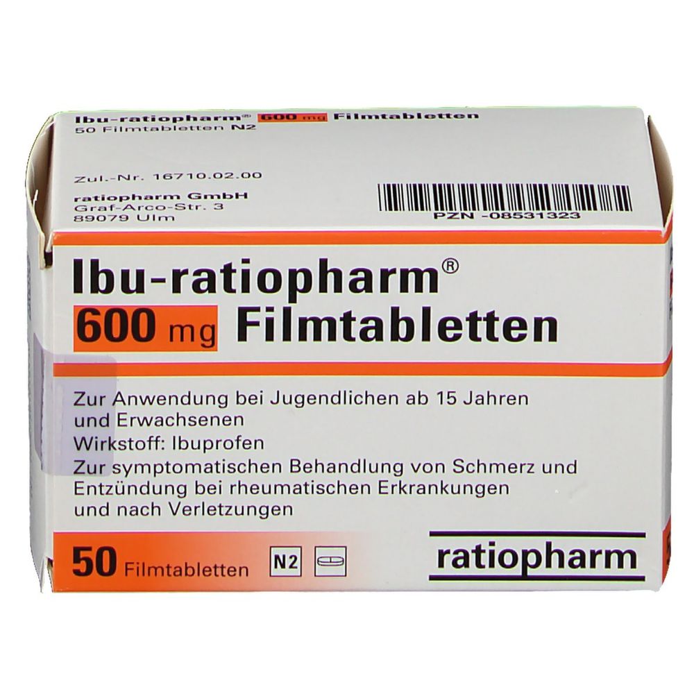 Ibu-ratiopharm® 600 mg 50 St - shop-apotheke.com