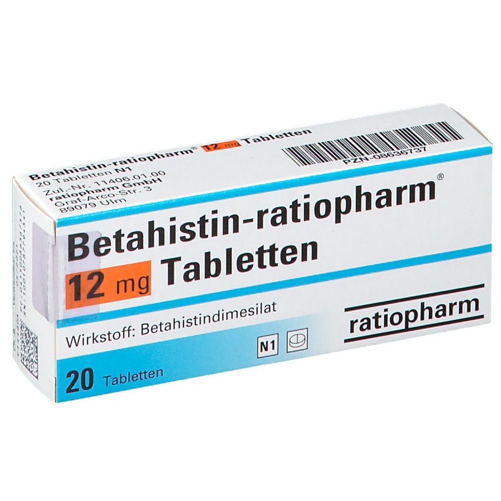 Betahistin-ratiopharm® 12 mg 20 St - shop-apotheke.com