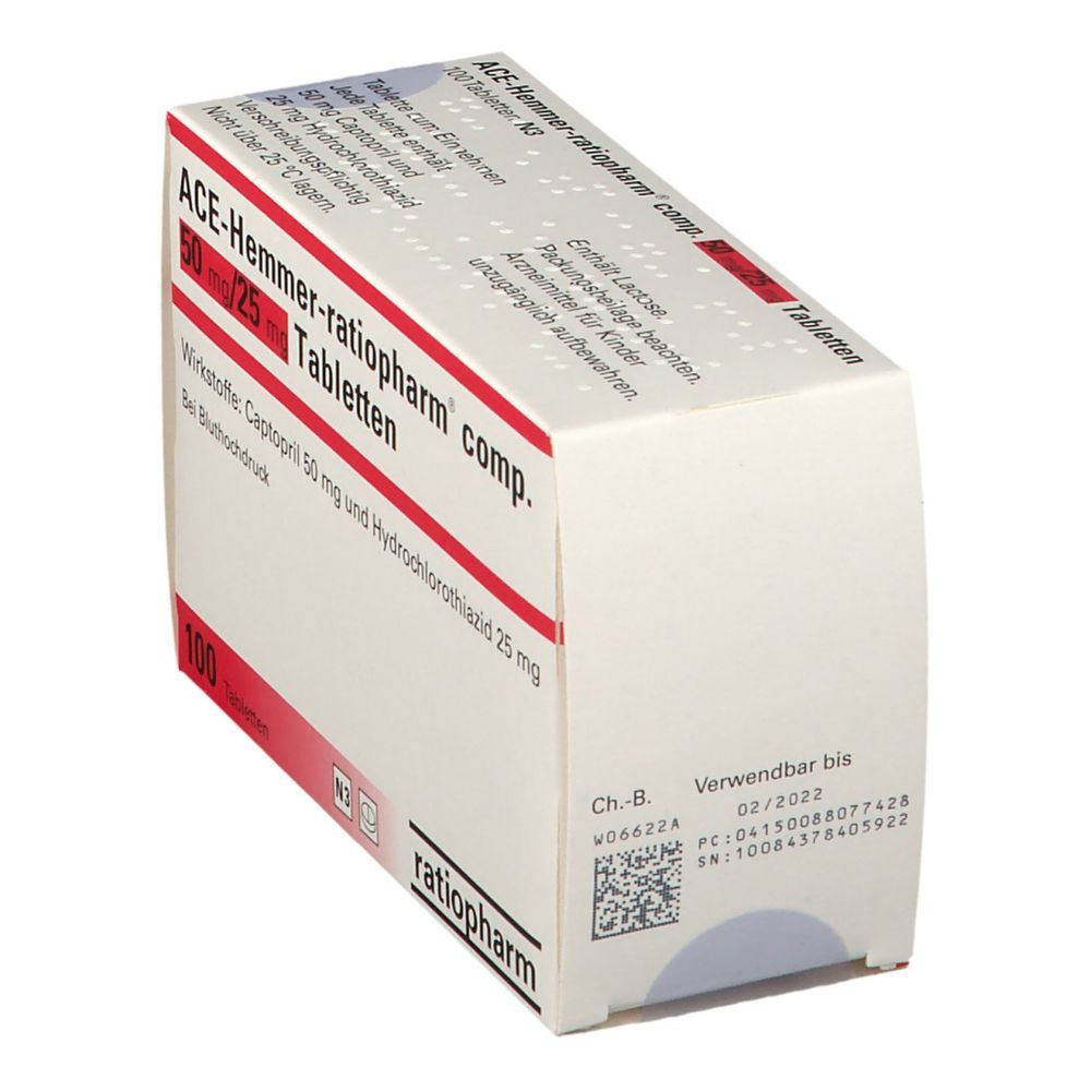 Ace-Hemmer-ratiopharm® comp. 50 mg/25 mg 100 St - shop-apotheke.com