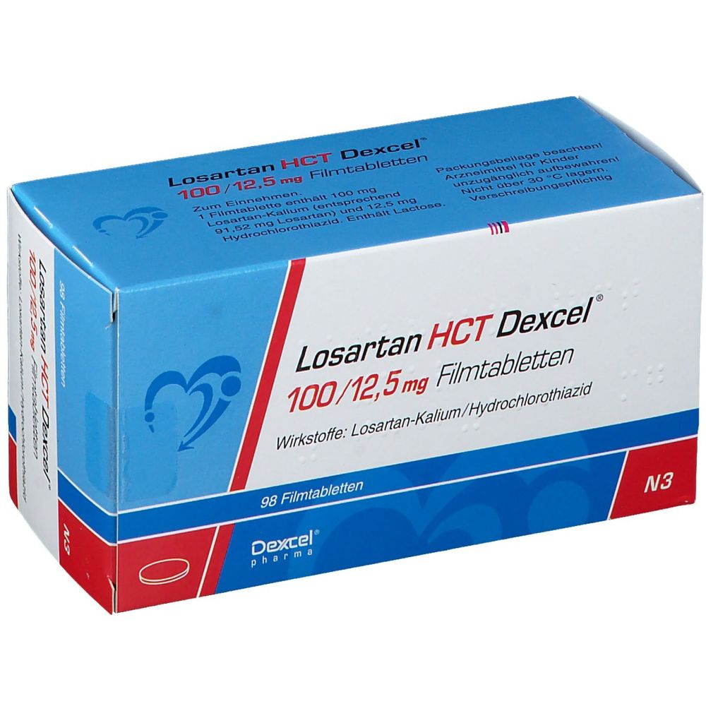 Losartan HCT Dexcel® 100/12,5 mg 98 St - shop-apotheke.com