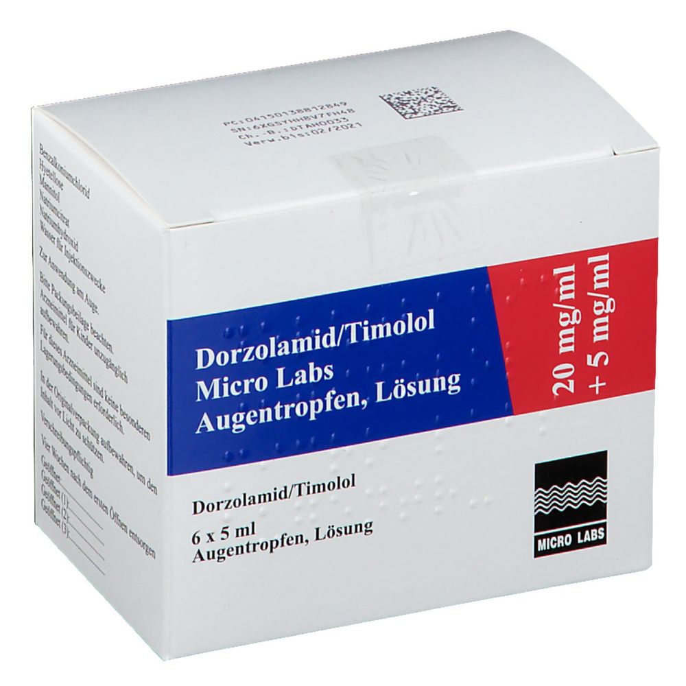 Dorzolamid/Timolol Micro Labs 20 mg/ml + 5 mg/ml 6x5 ml - shop-apotheke.com