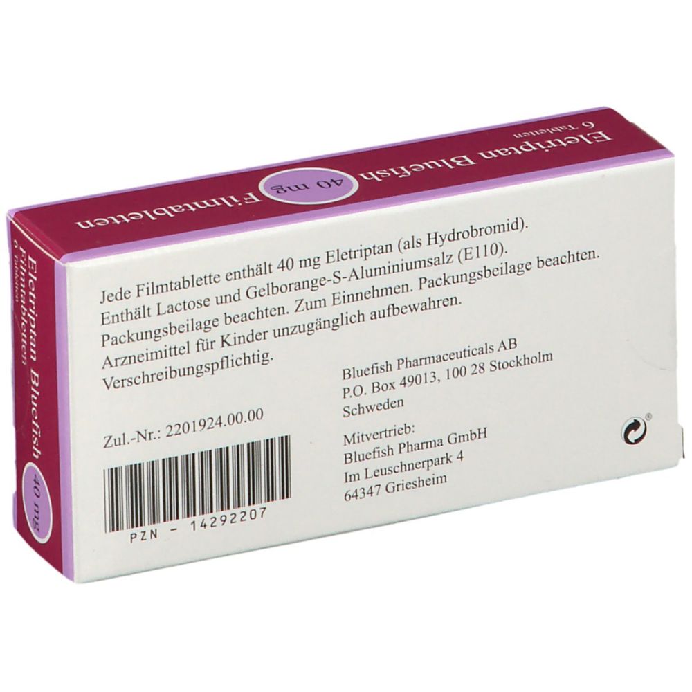 Eletriptan Bluefish 40 mg 6 St - shop-apotheke.com