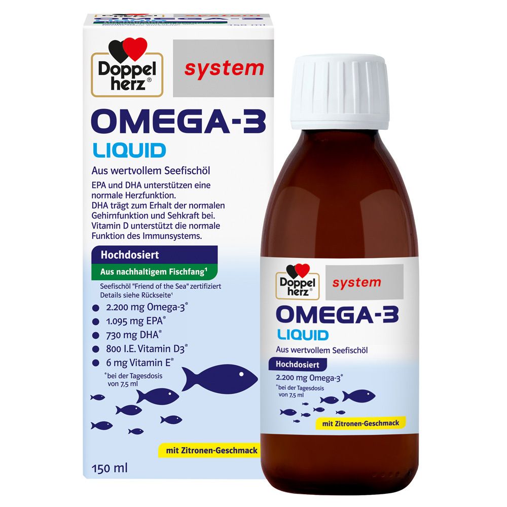Doppelherz® system Omega-3 Liquid Seefischöl flüssig 150 ml - shop ...