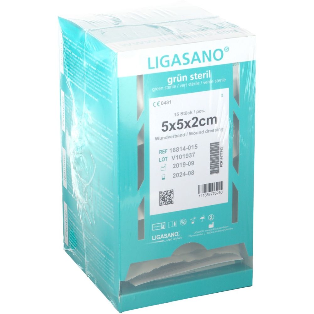 LIGASANO® grün steril 5 x 5 x 2 cm 15 St - shop-apotheke.com