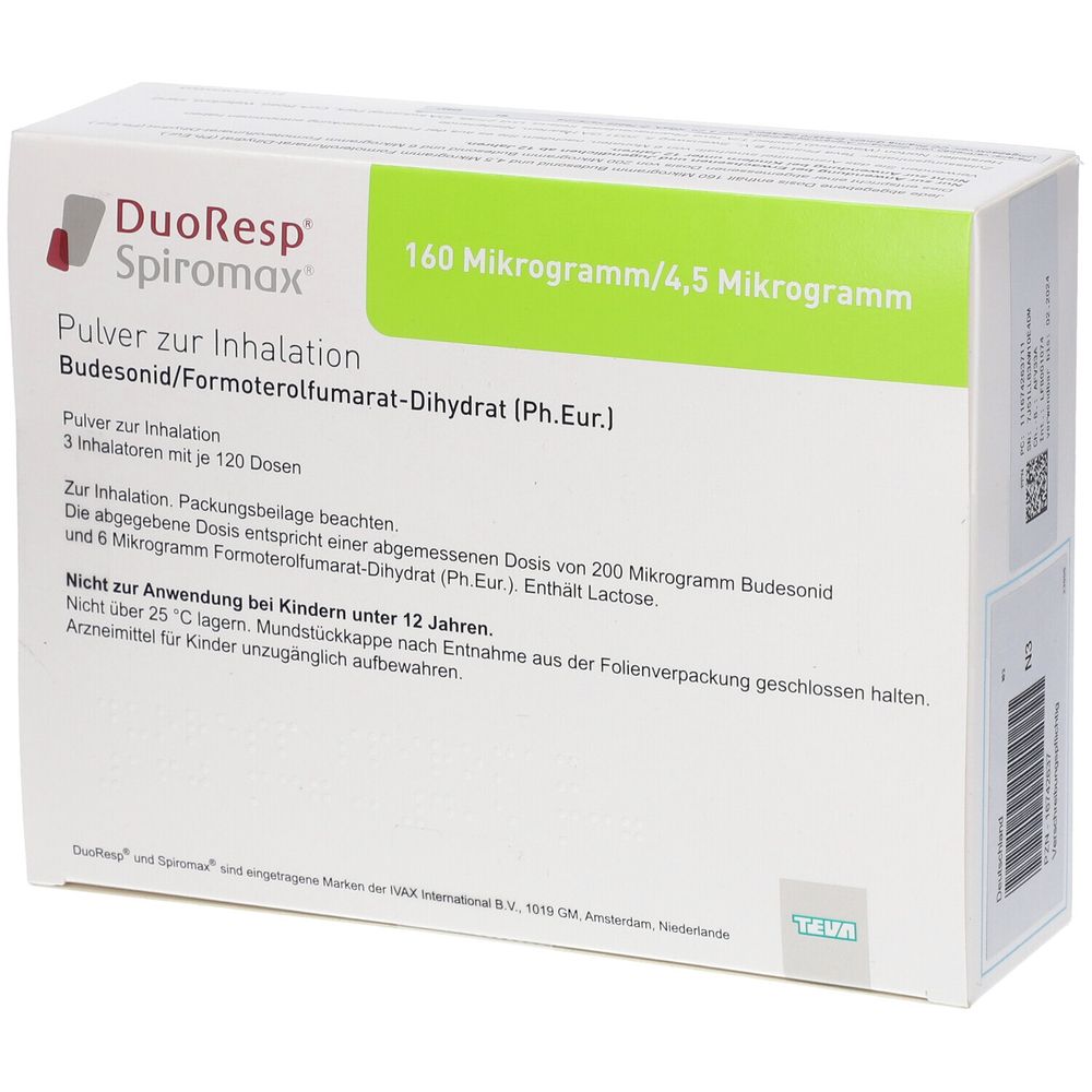 DUORESP Spiromax 160µg/4,5µg/Dosis 3x120ED Inh.-P. 3 St - shop-apotheke.com