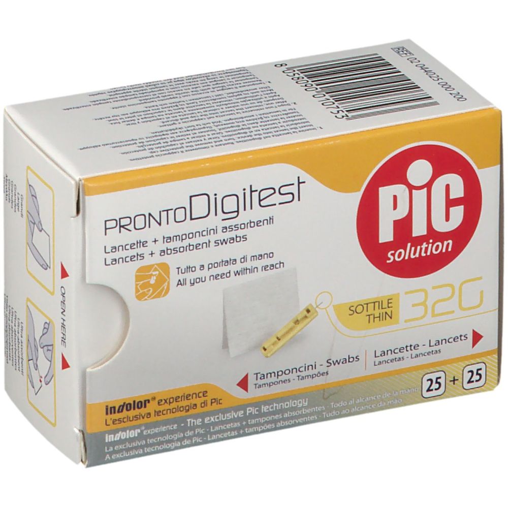 Pic Pronto Digitest Kit Lancette 32G e Tamponcini 25 pz | Redcare