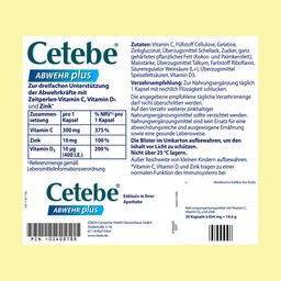 Cetebe® ABWEHR plus mit Vitamin C, Vitamin D3 und Zink 30 St - Shop ...
