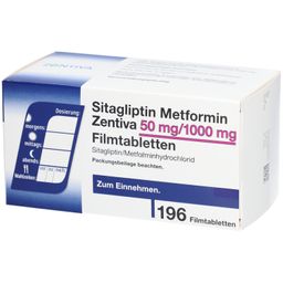 SITAGLIPTIN Metformin Zentiva 50 mg/1000 mg FTA 196 St mit dem E-Rezept kaufen - Shop Apotheke