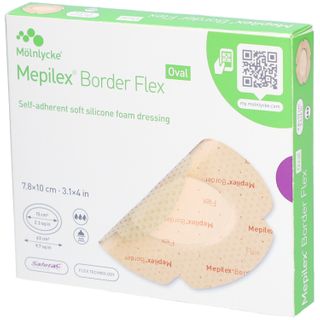 Mepilex® Border Flex Oval 7,8 x 10 cm - Self-adherent soft silicone ...