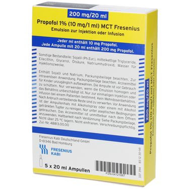 Propofol 1 % MCT 5x20 ml mit dem E-Rezept kaufen - Shop Apotheke