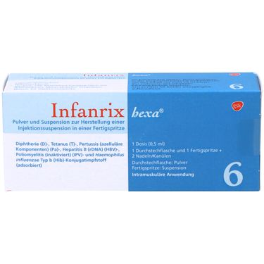 INFANRIX hexa Fertigspr.Plv.u.Susp.z.H.e.Inj.Susp. 1 St mit dem E ...