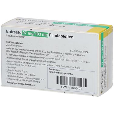 Entresto 97 mg/103 mg 56 St mit dem E-Rezept kaufen - Shop Apotheke