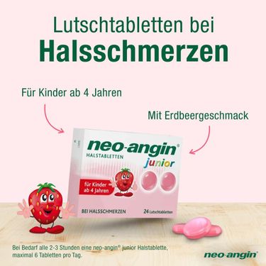 neo-angin junior Halstabletten mit leckerem Erdbeergeschmack für Kinder ...