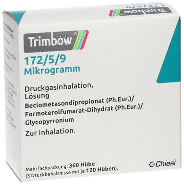 TRIMBOW 172 µg/5 µg/9 µg 120 Hub Druckgasinhalat. 3 St mit dem E-Rezept ...