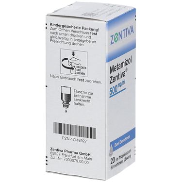 METAMIZOL Zentiva 500 mg/ml Tropf.z.Einnehmen Lsg. 20 ml mit dem E ...