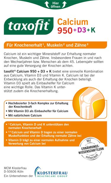 taxofit Calcium 950 + D3 + K 30 St - Shop Apotheke