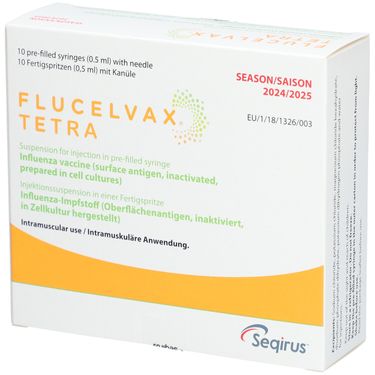 FLUCELVAX Tetra 2024/2025 Inj.-Susp.F-Spr.m.Kanüle 10x0,5 ml mit dem E ...