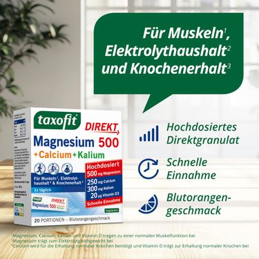 Taxofit® Magnesium 500 + Calcium + Kalium Direkt 20 St - Shop Apotheke