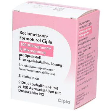 BECLOMETASON/Formoterol Cipla 100/6 µg 120 Hub DOS 2 St mit dem E ...