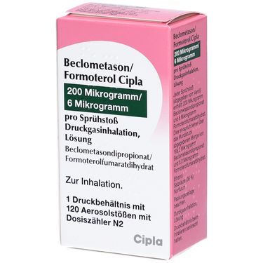 BECLOMETASON/Formoterol Cipla 200/6 µg 120 Hub DOS 1 St mit dem E ...