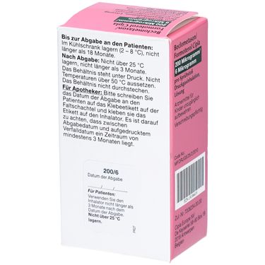 BECLOMETASON/Formoterol Cipla 200/6 µg 120 Hub DOS 1 St mit dem E ...