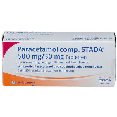 Paracetamol comp. STADA® 500 mg/30 mg 10 St mit dem E-Rezept kaufen ...