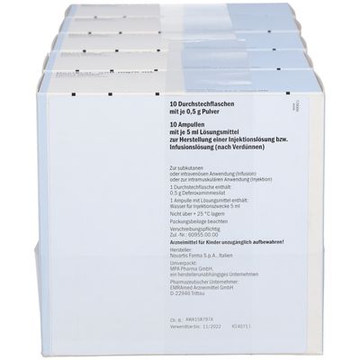 Desferal® 500 mg/5 ml 50 St mit dem E-Rezept kaufen - Shop Apotheke