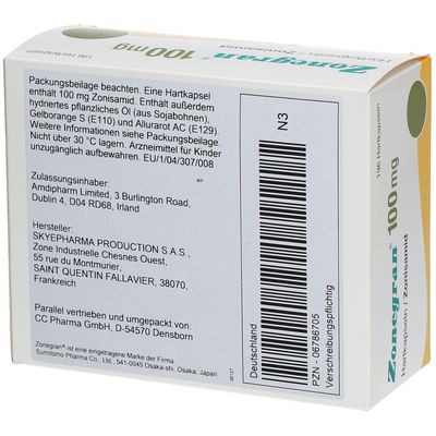 Zonegran 100 mg 196 St mit dem E-Rezept kaufen - Shop Apotheke