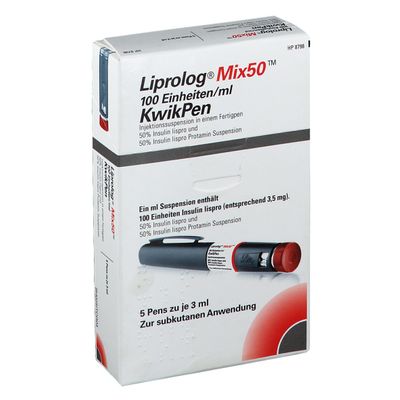 Liprolog® Mix50™ 100 Einheiten/ml KwikPen 5x3 ml mit dem E-Rezept ...