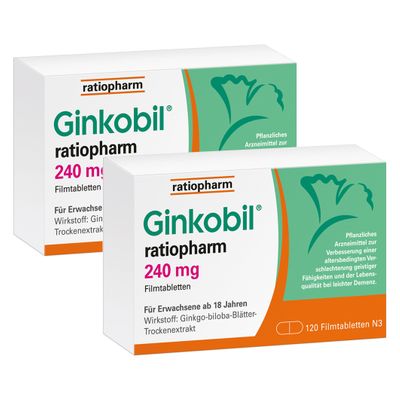 Ginkobil® ratiopharm 240mg mit Ginkgo biloba 2x120 St - Shop Apotheke