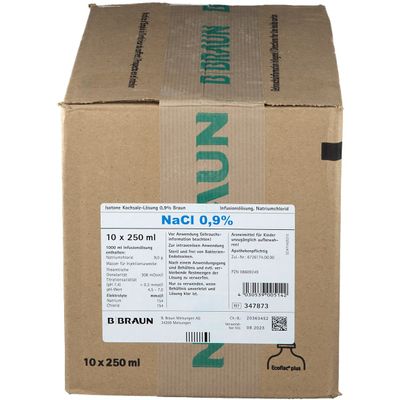 Isotone Kochsalz-Lösung 0,9 % Braun, Ecoflac® plus 10x250 ml - Shop Apotheke