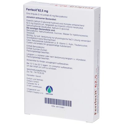 Ferrlecit 62,5 mg 6x5 ml mit dem E-Rezept kaufen - Shop Apotheke