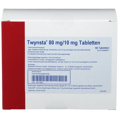TWYNSTA 80 mg/10 mg Tabletten 98 St mit dem E-Rezept kaufen - Shop Apotheke