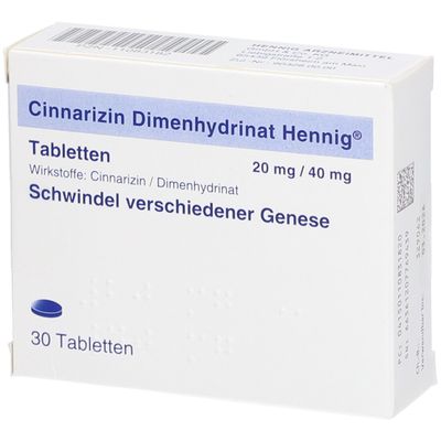 Cinnarizin Dimenhydrinat Hennig® 20 mg/40 mg 30 St mit dem E-Rezept ...