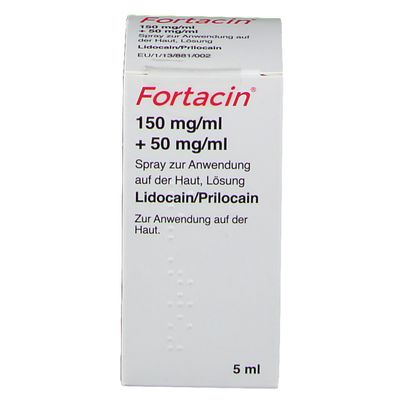 FORTACIN 150 mg/ml + 50 mg/ml Spray z.Anw.a.Hau.Rx 5 ml mit dem E ...