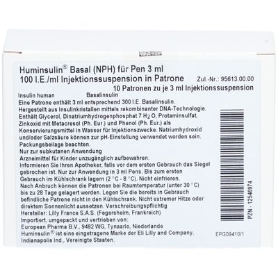 Huminsulin Basal NPH 10x3 ml mit dem E-Rezept kaufen - Shop Apotheke