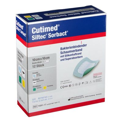Cutimed® Siltec Sorbact 10 cm x 10 cm 12 St - Shop Apotheke