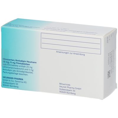 OLMESARTAN/Amlodipin Heumann 20 mg/5 mg Filmtabl. 98 St mit dem E-Rezept kaufen - Shop Apotheke