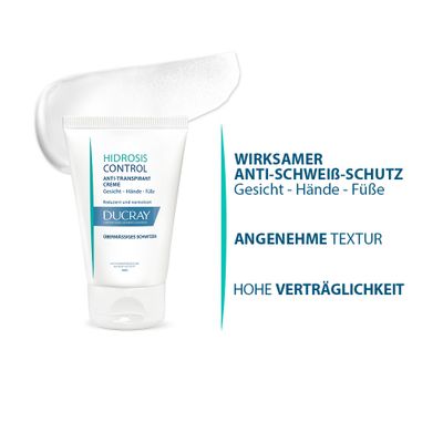 DUCRAY HIDROSIS CONTROL - Anti-Transpirant Creme für Gesicht, Hände und ...