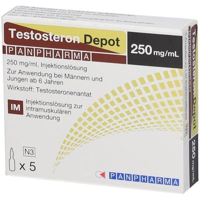 TESTOSTERON Depot PANPHARMA 250 mg/ml Inj.-L.Amp. 5x1 ml mit dem E ...