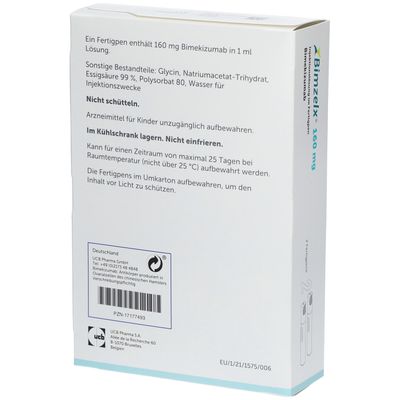 BIMZELX 160 mg Injektionslösung im Fertigpen 1x2 St mit dem E-Rezept ...
