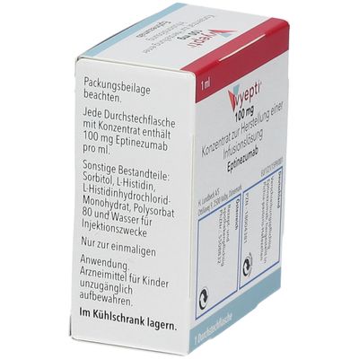 VYEPTI 100 mg Konz.z.Herst.e.Infusionslösung Dsfl. 1 St mit dem E ...